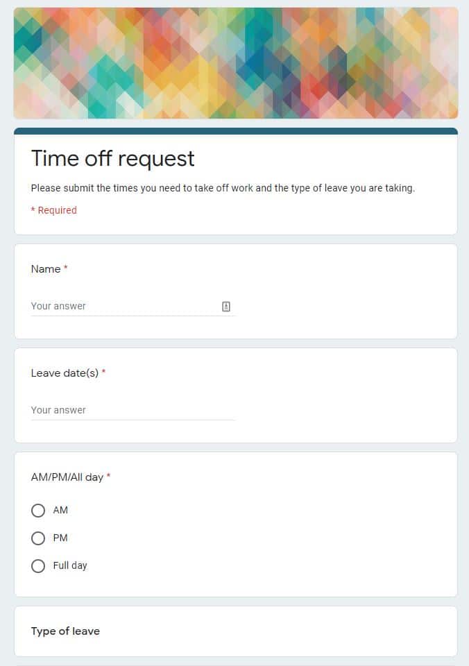 Google Forms Schedule Template
