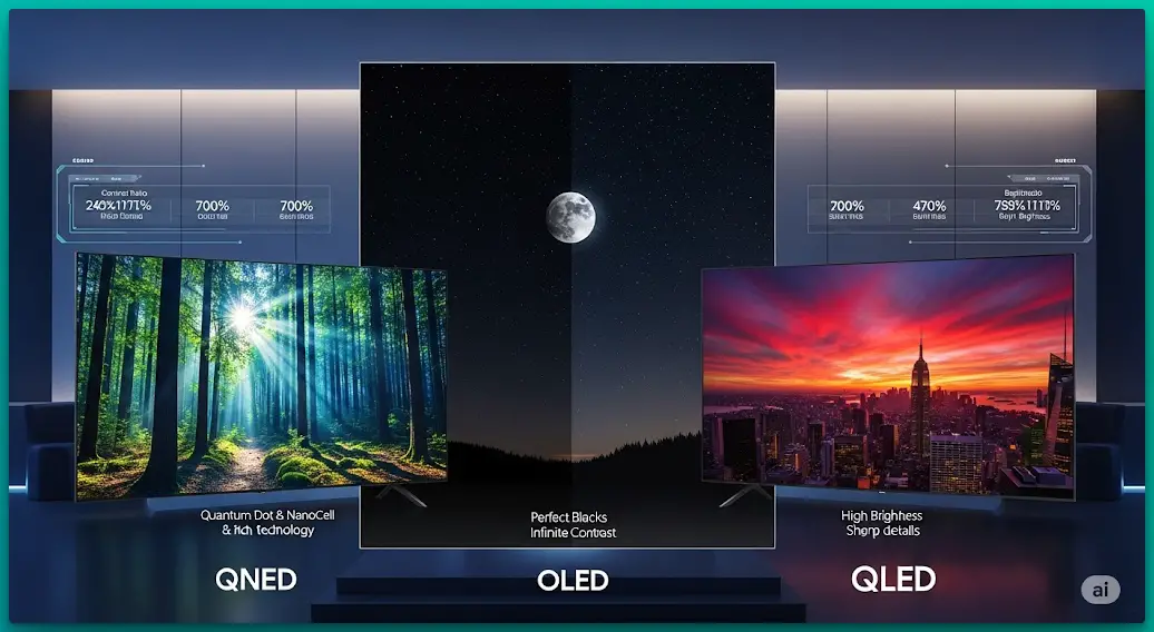 QNED vs OLED vs QLED - Display Technology Compared [2025]