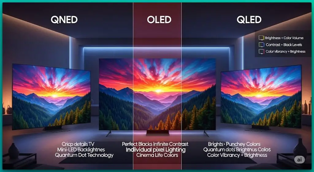 QNED vs OLED vs QLED - Display Technology Compared [2025]